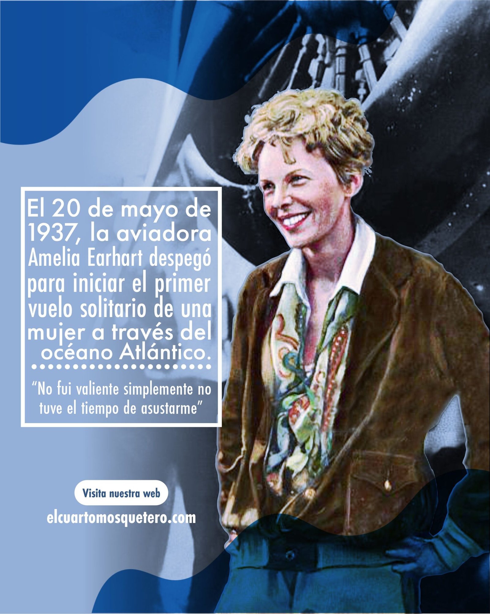 El 20 de mayo de 1937, la aviadora Amelia Earhart despega para iniciar ...